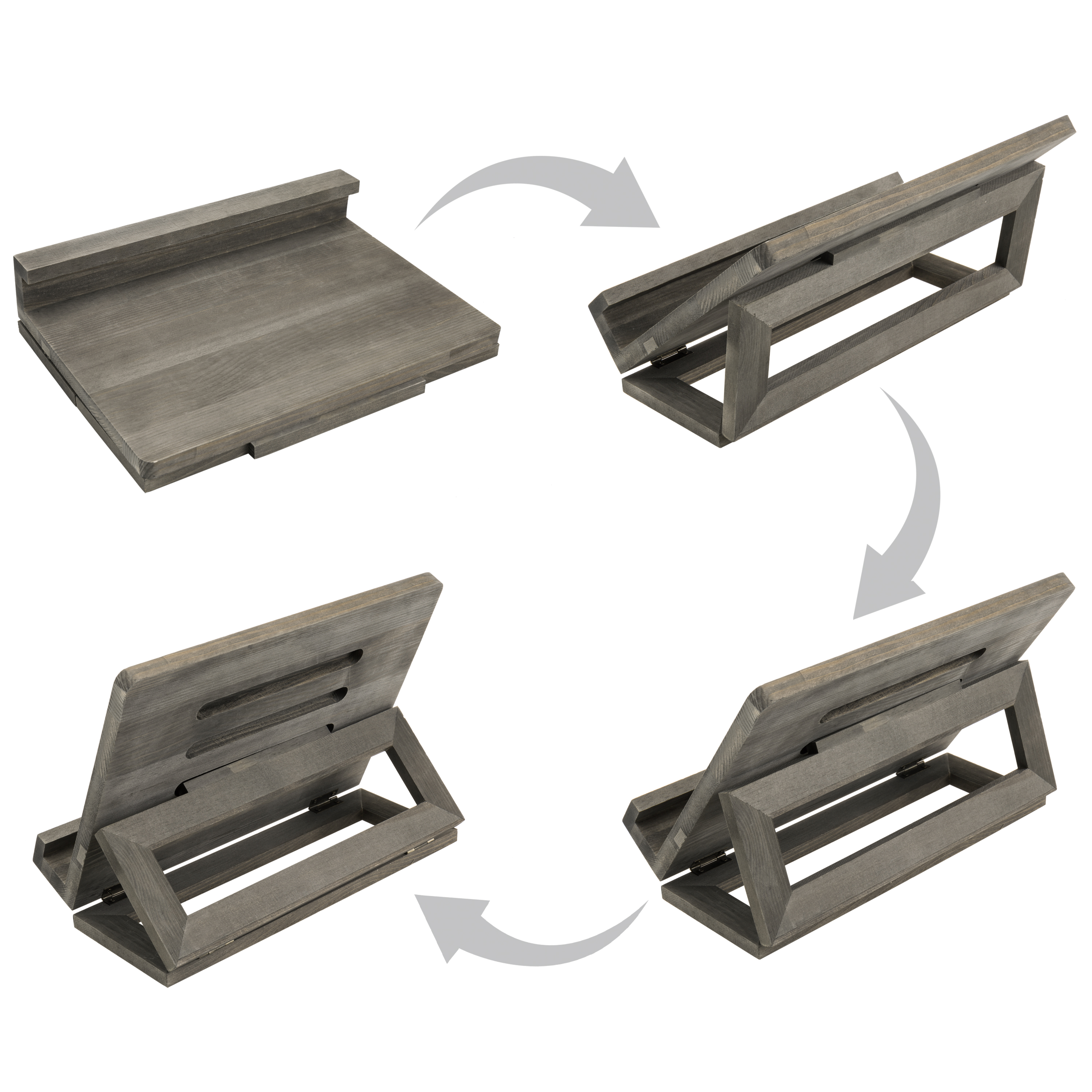 Gray Wood Kitchen Tabletop Folding Cookbook Stand, Tabletop Recipe ...